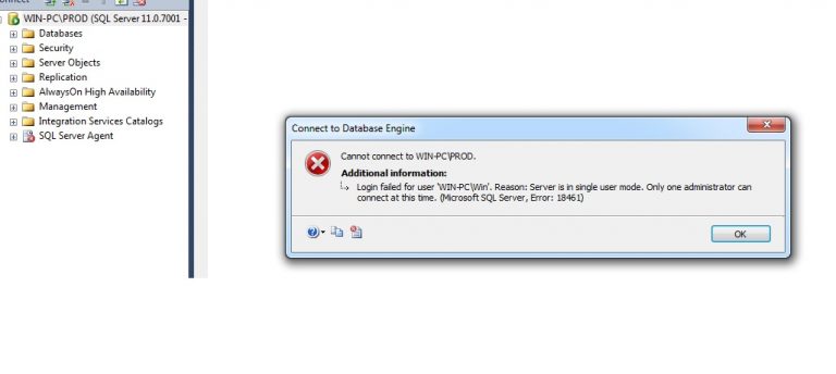 Error: 17300, Severity: 16, State: 1. (Params:). The error is printed in terse mode because ...